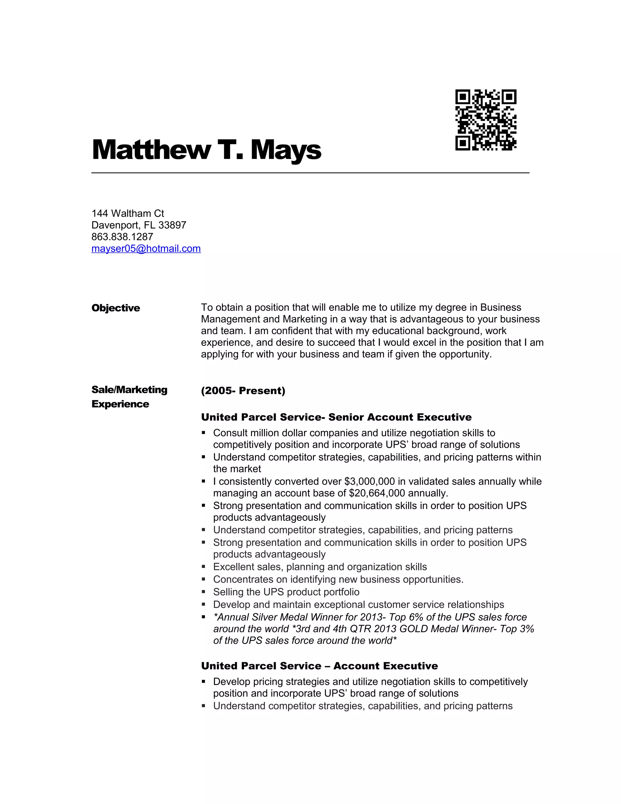 Matthew Mays- Resume- LinkedIn | DOC