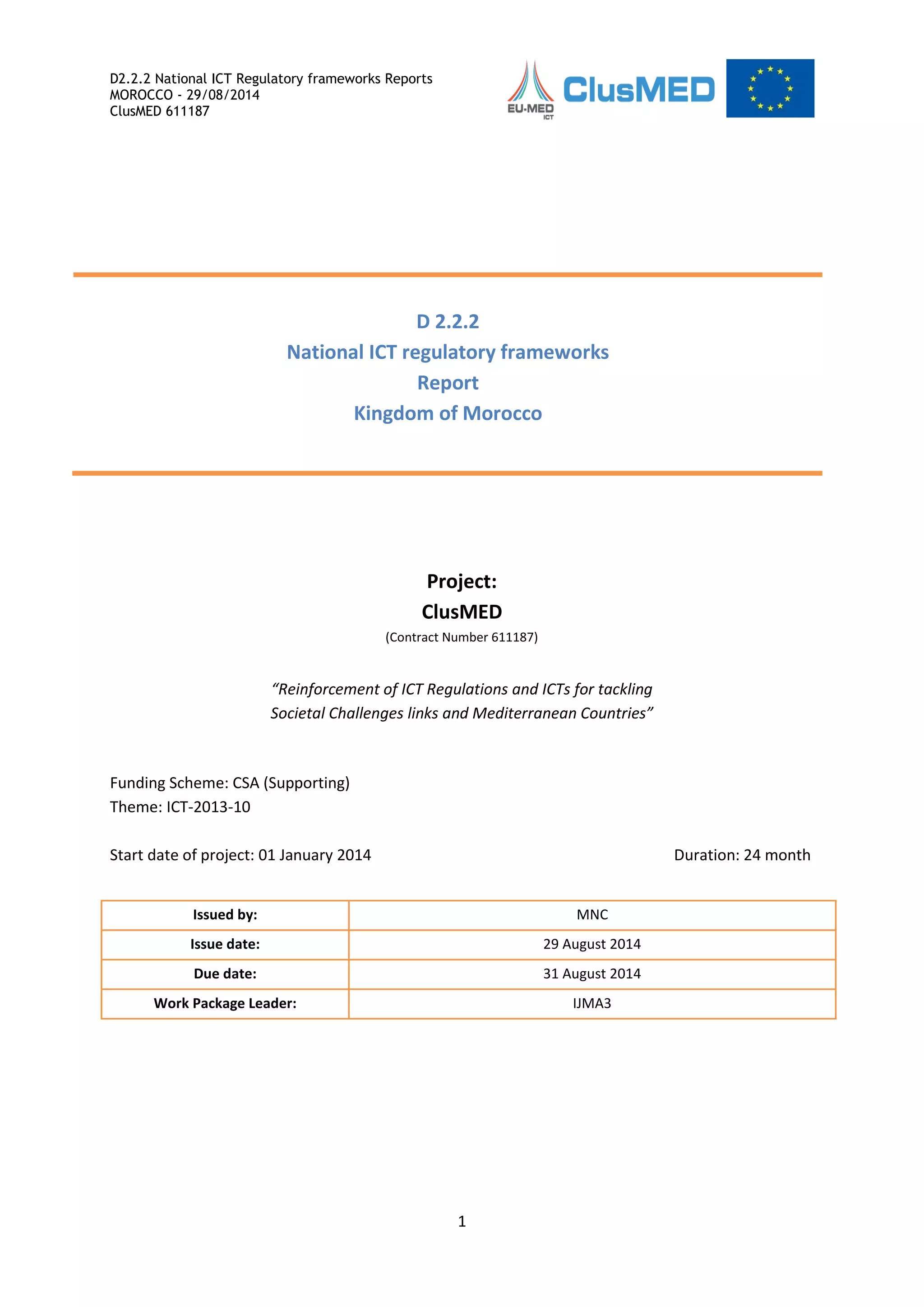 D2 2 2 national ict regulatory report morocco v1.2_final | PDF