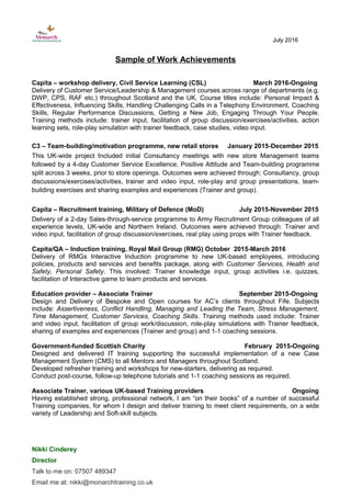 Monrach work samples | DOC