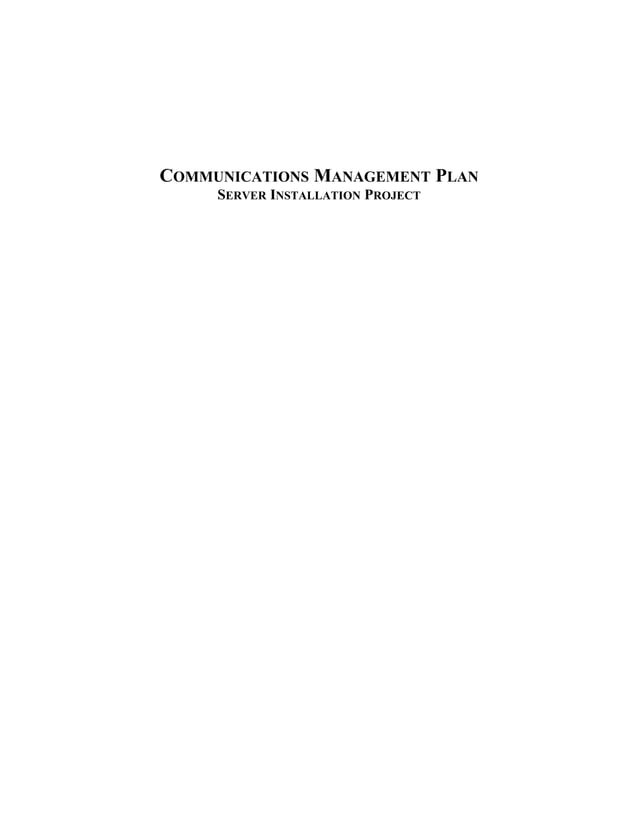 Communications Management Plan | DOC