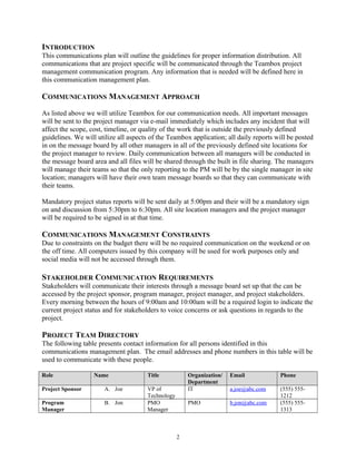 Communications Management Plan | DOC