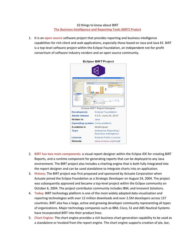 10 things to know about BIRT | PDF | Computing | Technology & Computing