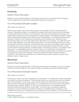 Linda Hill, Strengths Finder Insight Guide 060716 | PDF