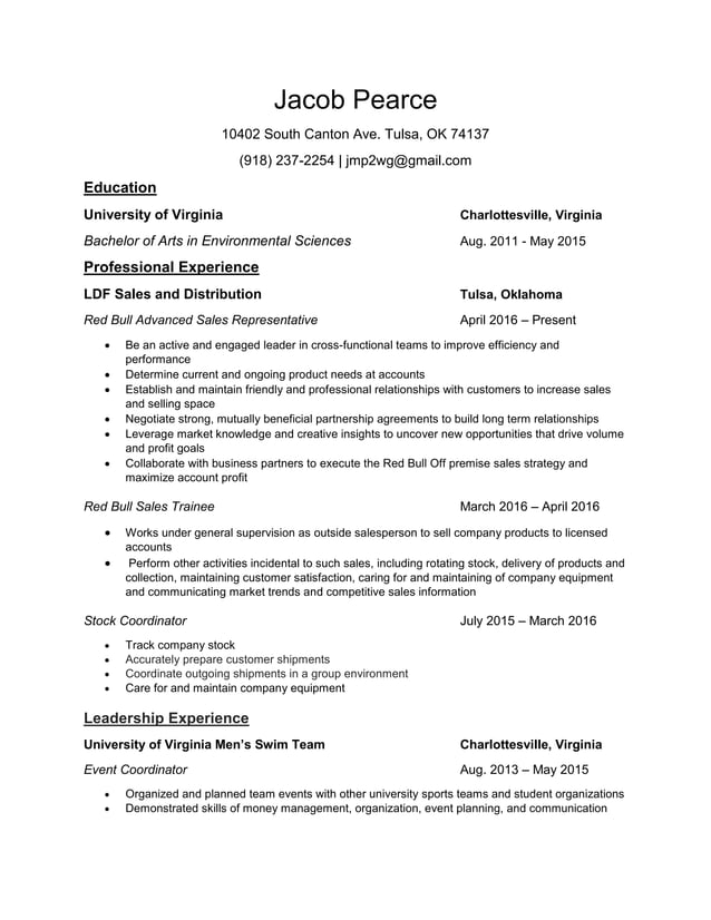 Jacob Pearce Resume 2016 | PDF