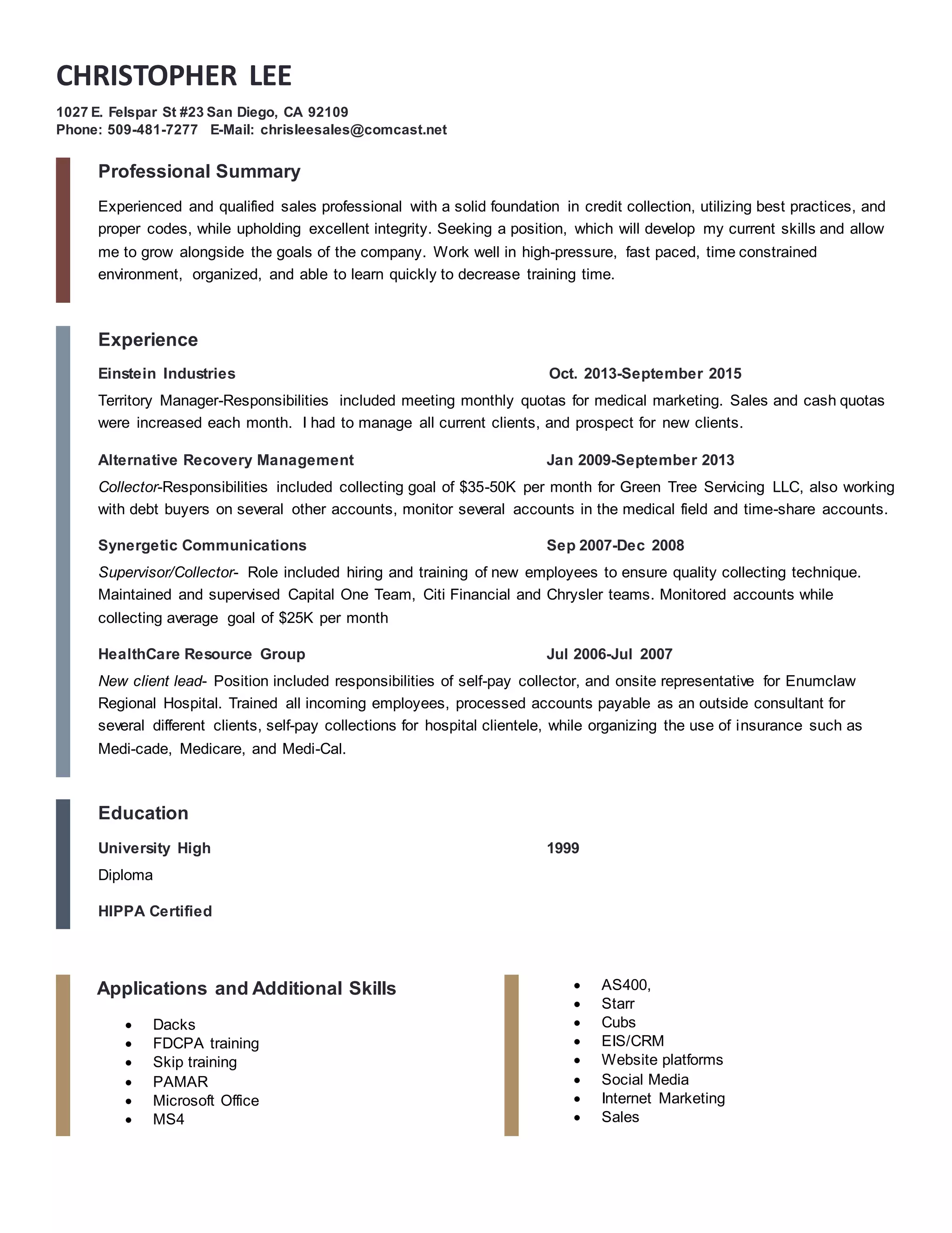 Chris Lee Resume 2013 (1) | PDF