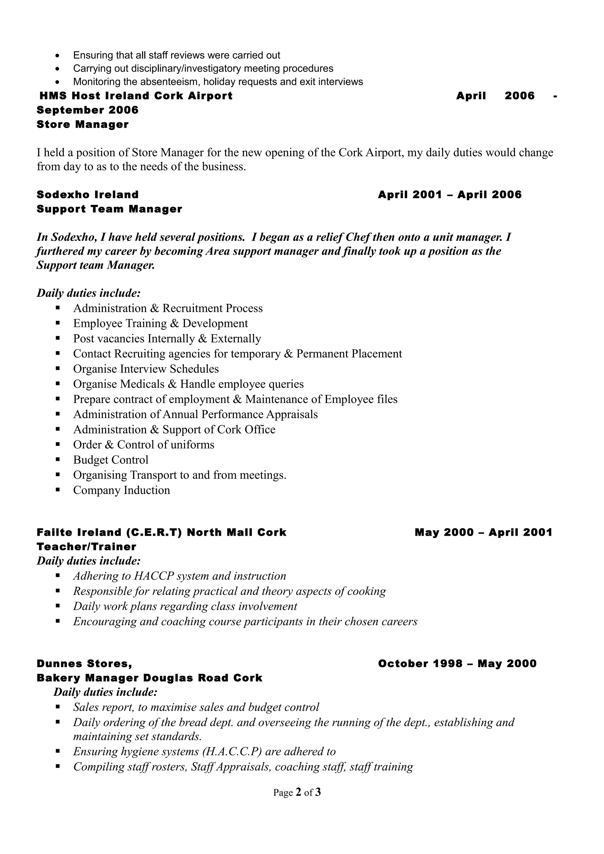 Michelle O Connor CV (1) | DOC