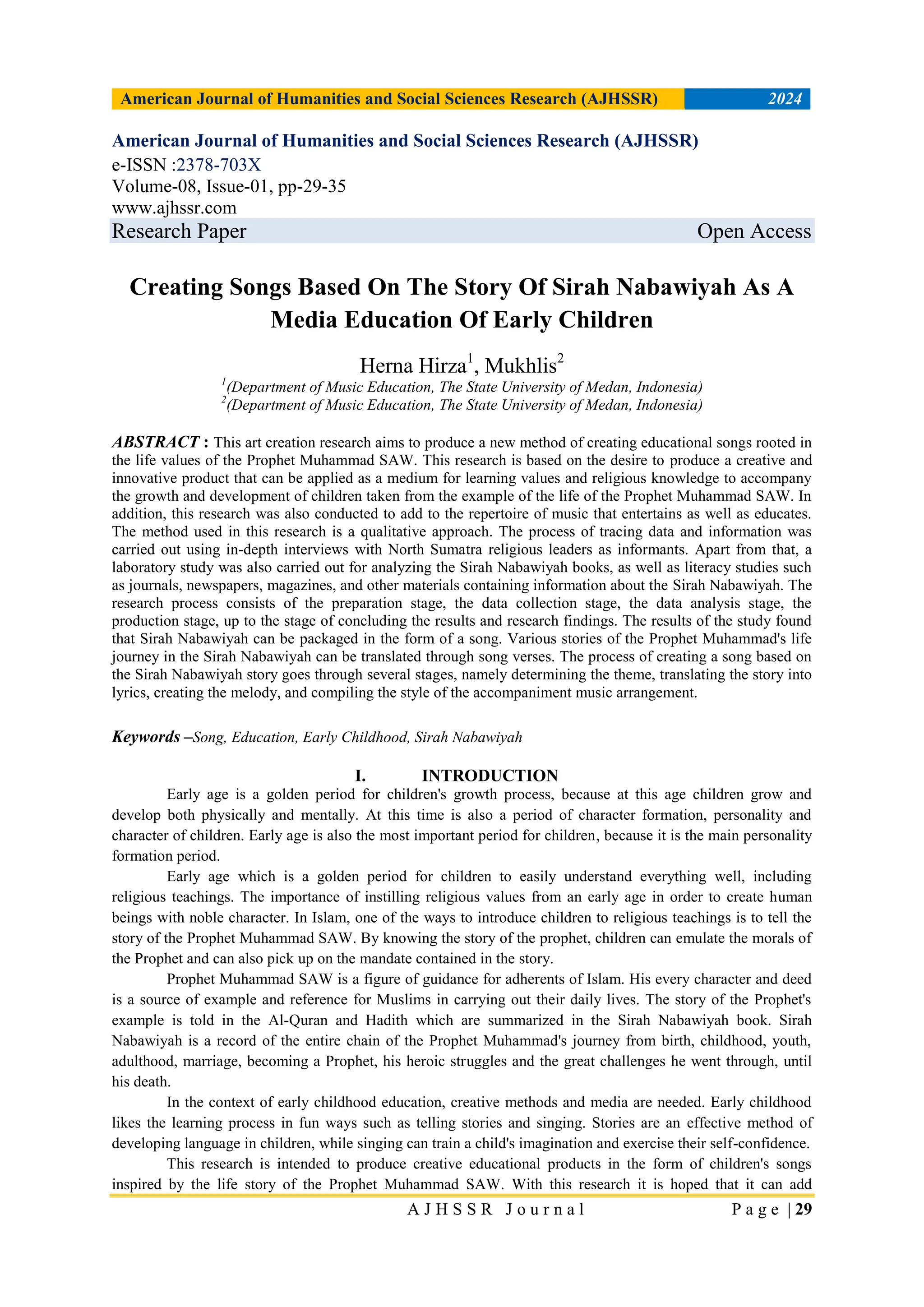 Creating Songs Based On The Story Of Sirah Nabawiyah As A Media ...