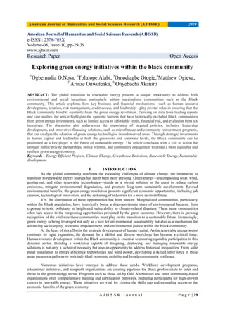 Exploring green energy initiatives within the black community | PDF