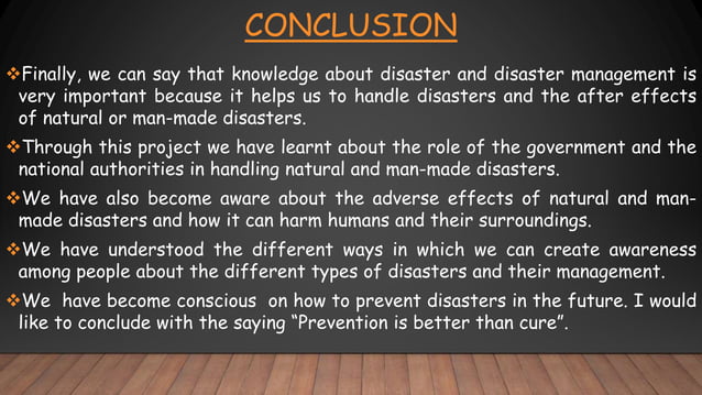 Project on Disaster Management | PPTX