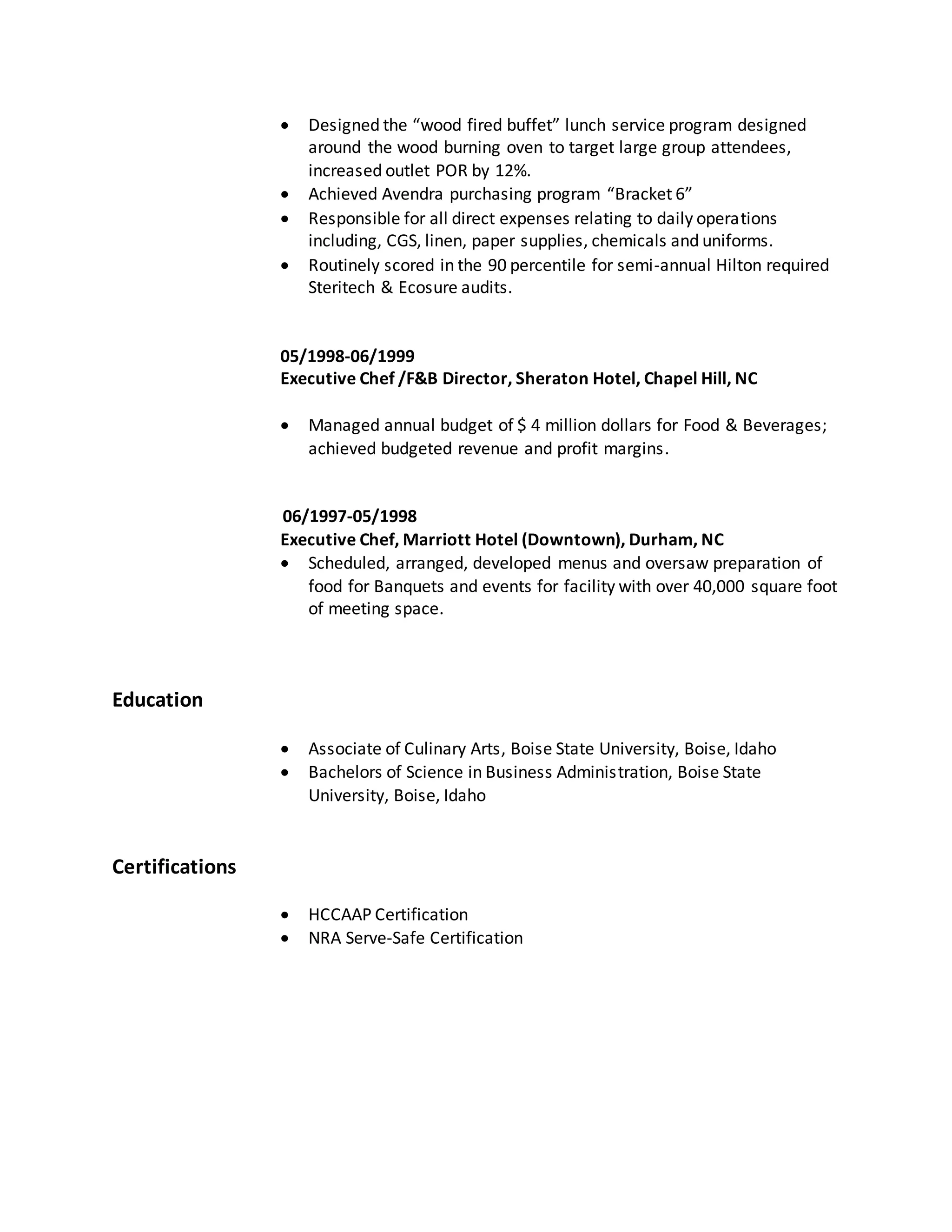 Chef Robert Chase Resume 4.3 | DOCX