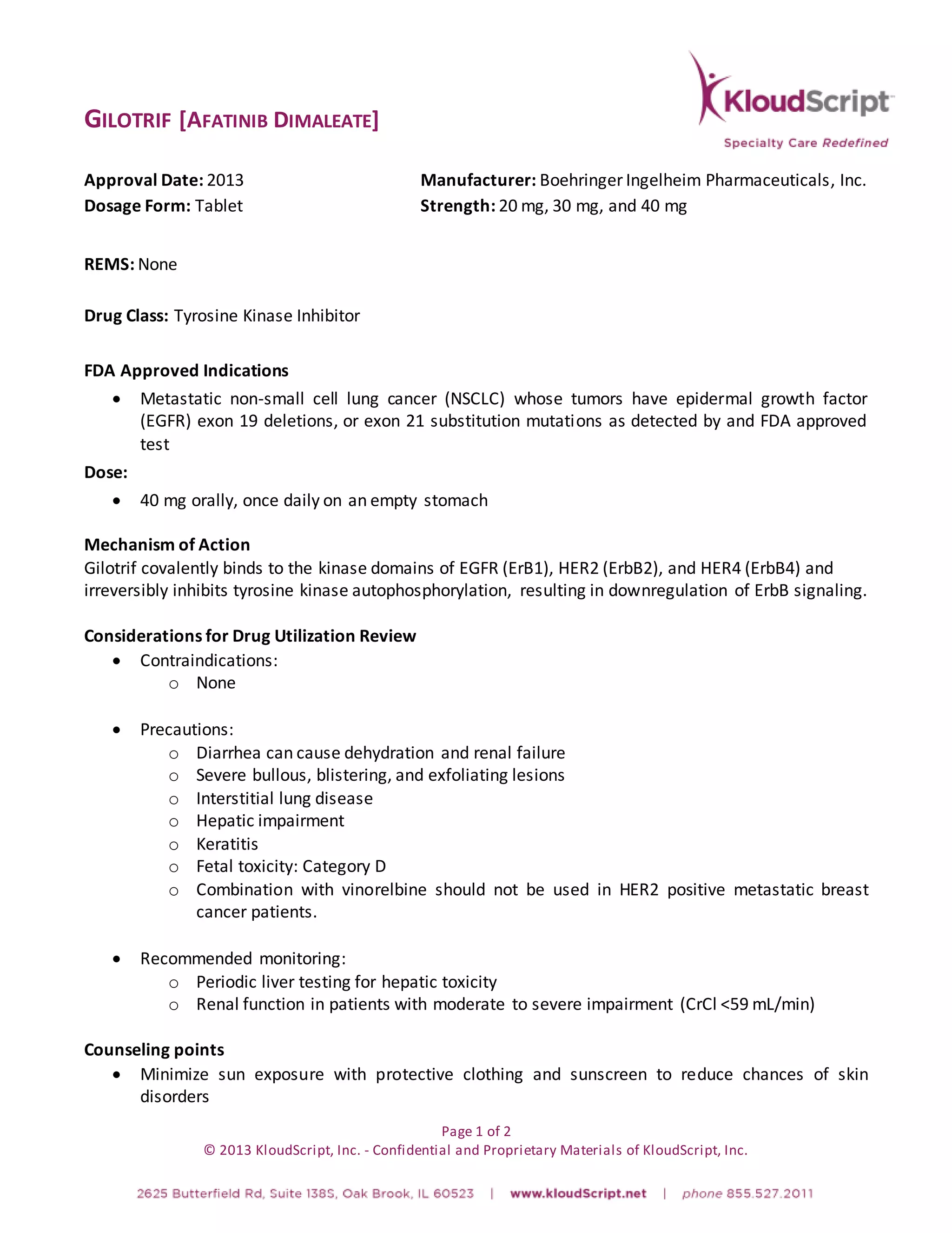 Gilotrif Drug Education | DOCX