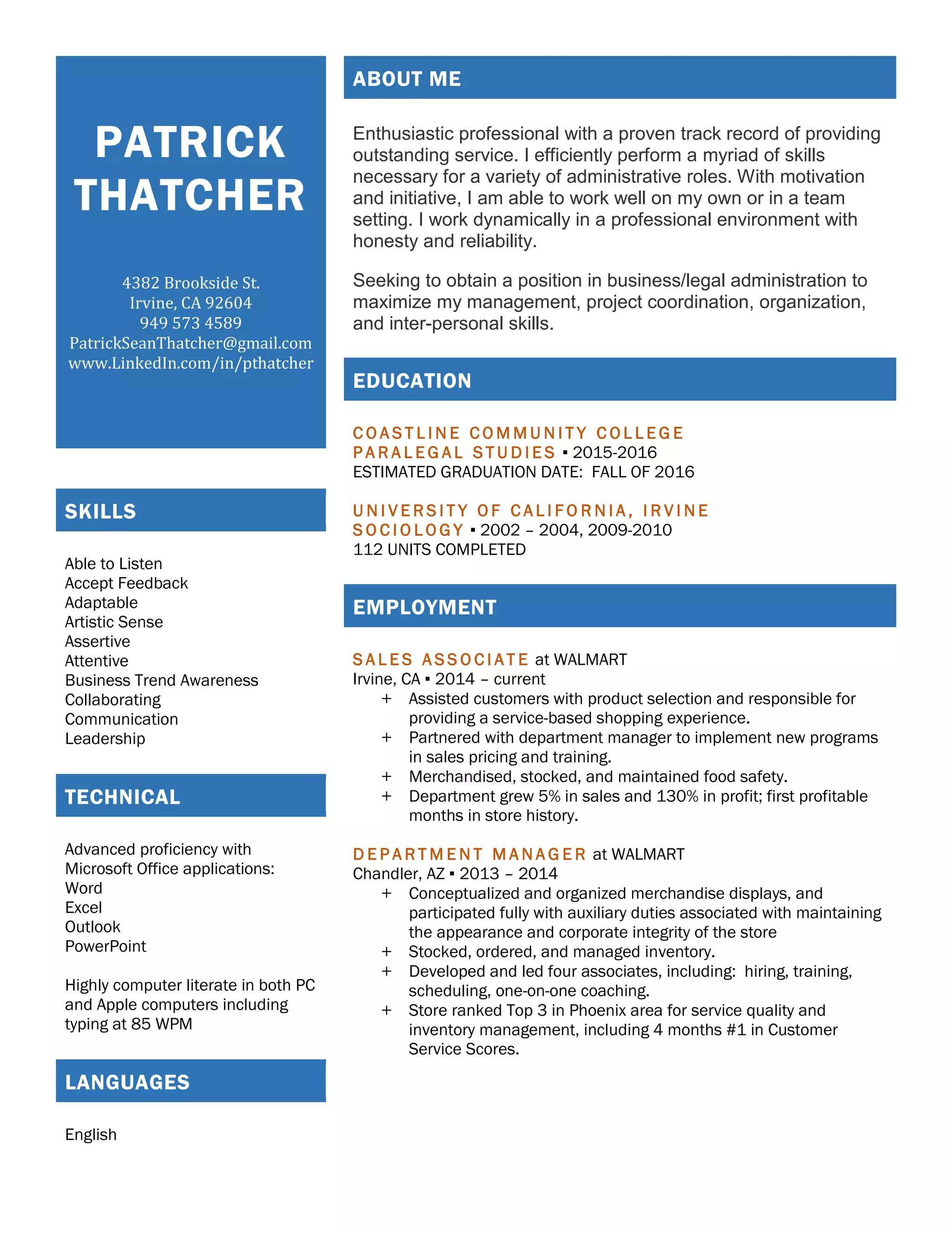Patrick Thatcher Resume | PDF