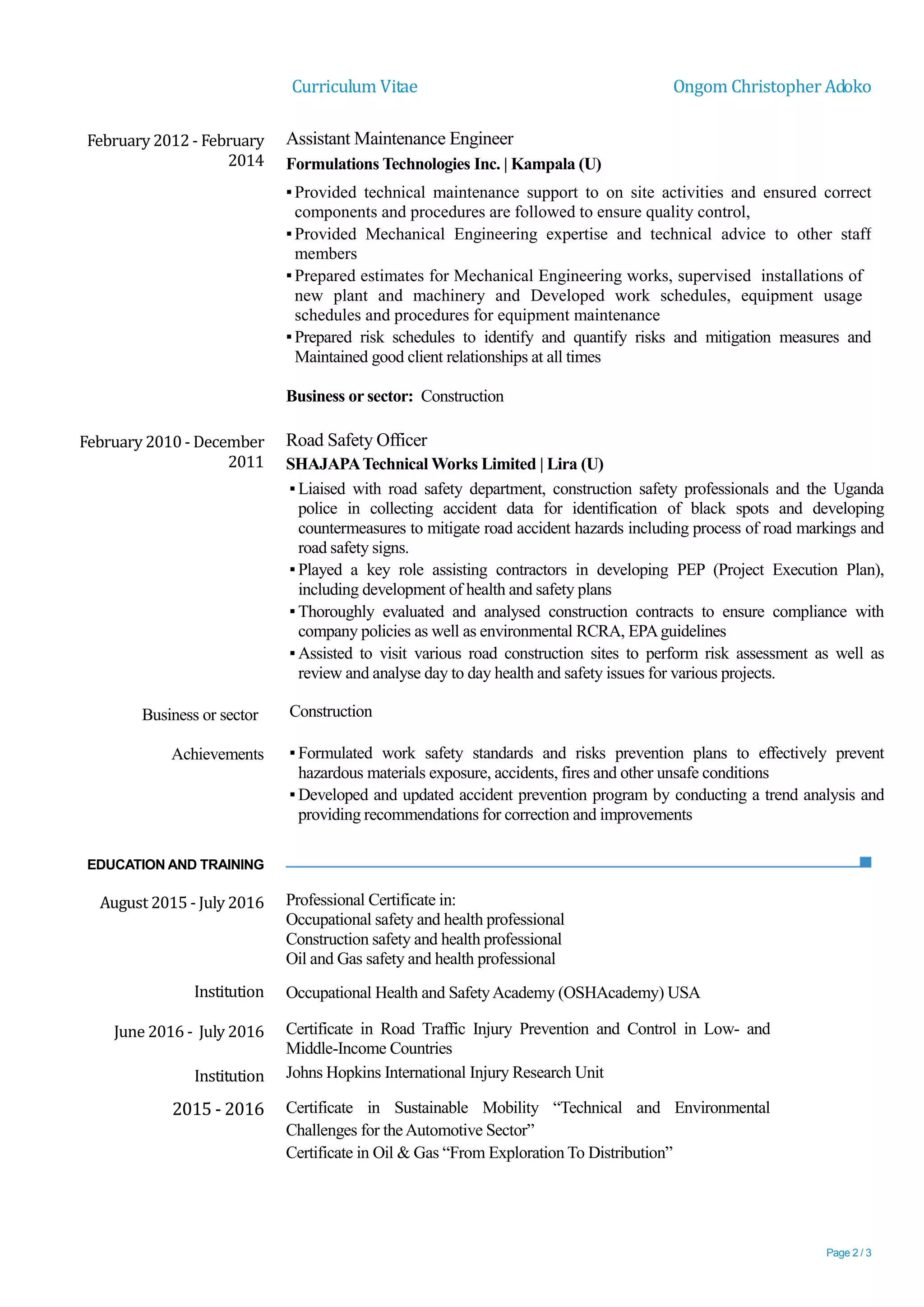 Resume Ongom Chris | PDF