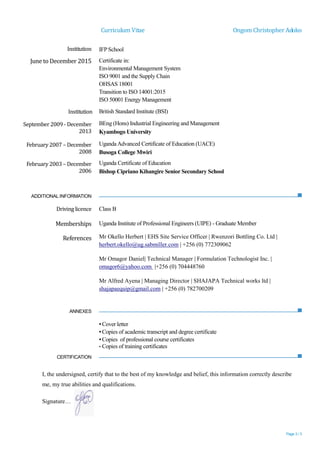 Resume Ongom Chris | PDF