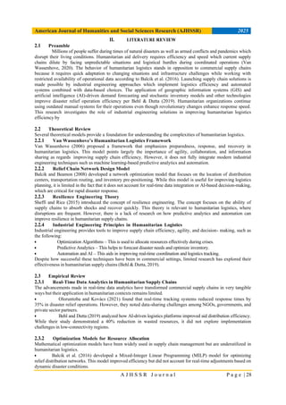 HUMANITARIAN SUPPLY CHAIN MANAGEMENT: INDUSTRIAL ENGINEERING SOLUTIONS ...