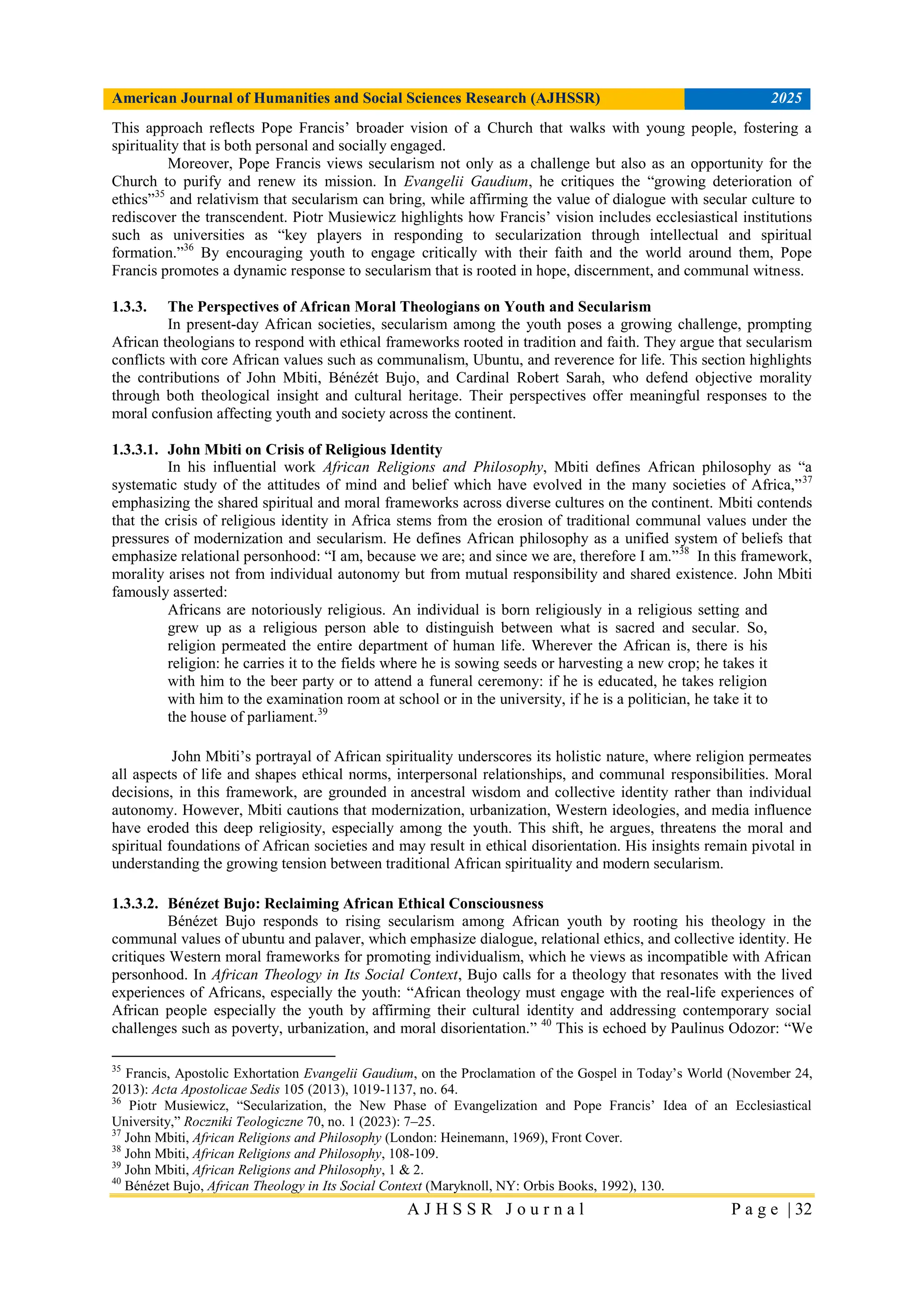 Secularism and Youth: A Contextual Moral Theological Response | PDF