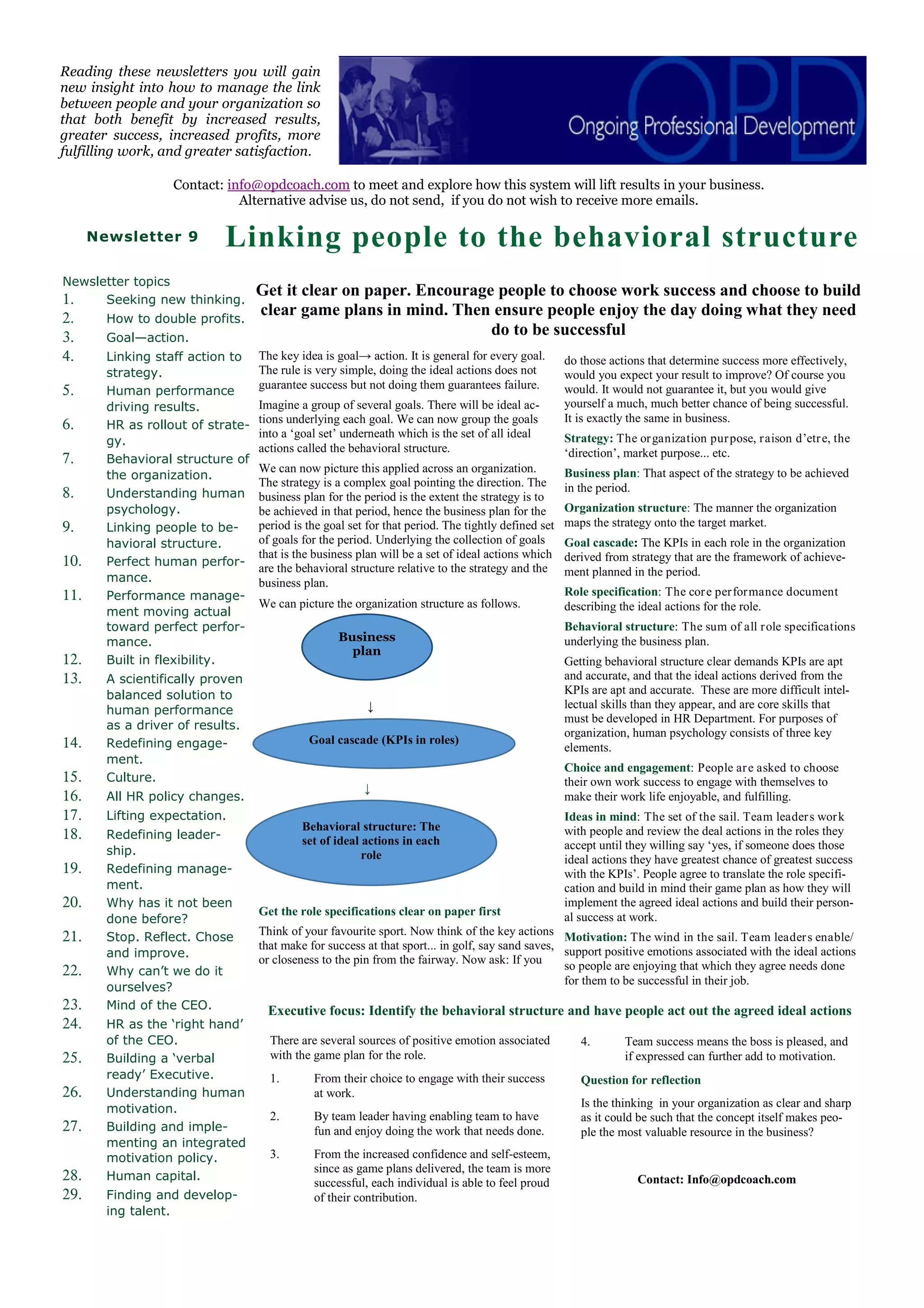 9 Newsletter Linking people to the behavioral structure | PDF
