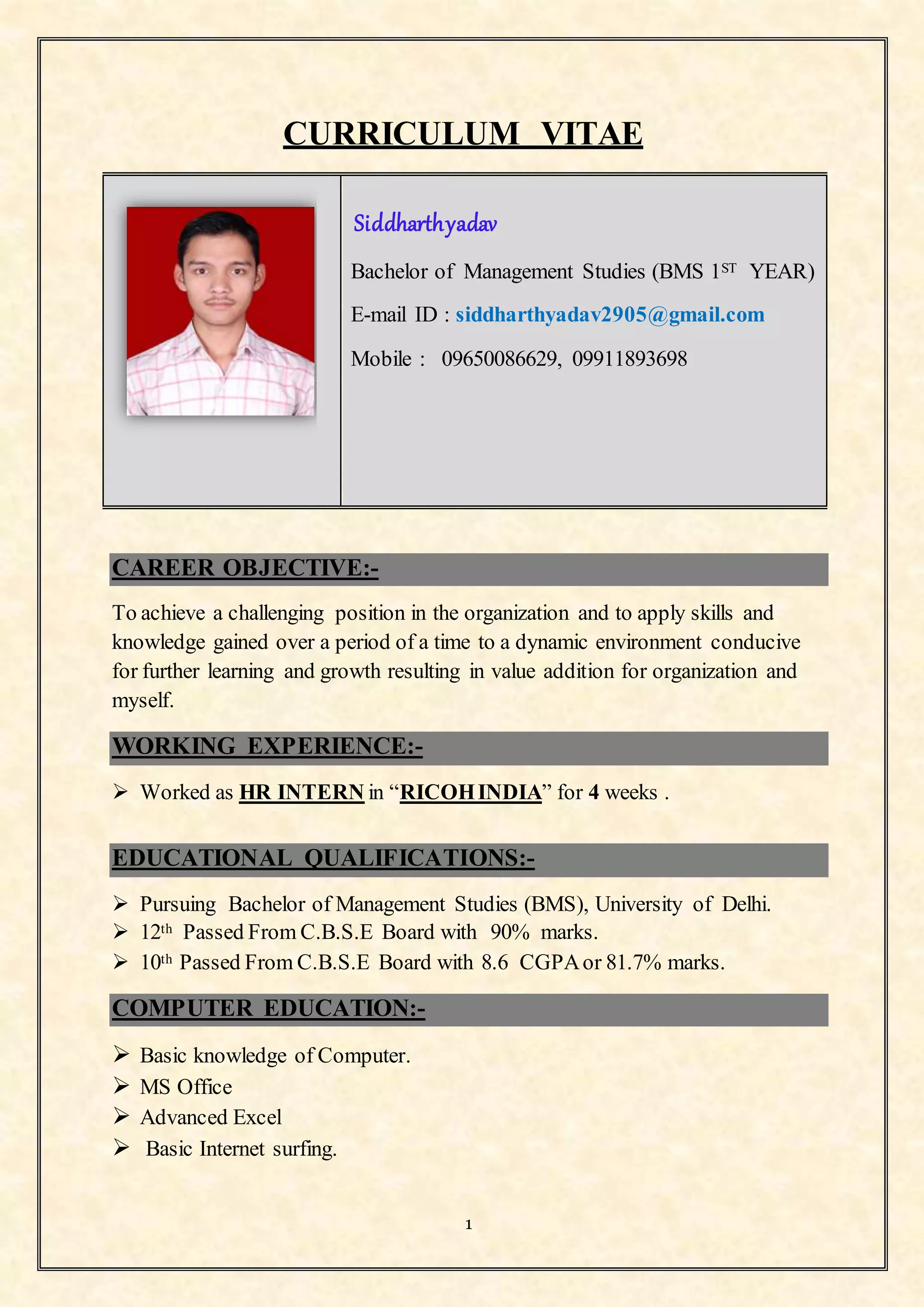 SIDDHARTH'S RESUME | DOCX
