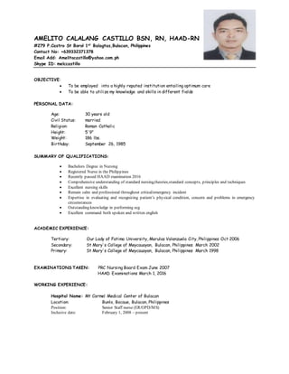 AMELITO CALALANG CASTILLO BSN | DOCX