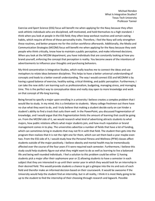 ‌Integrative Studies Defined | DOCX | Undergraduate Education | College ...