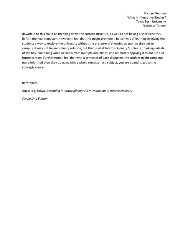 ‌Integrative Studies Defined | DOCX | Undergraduate Education | College ...