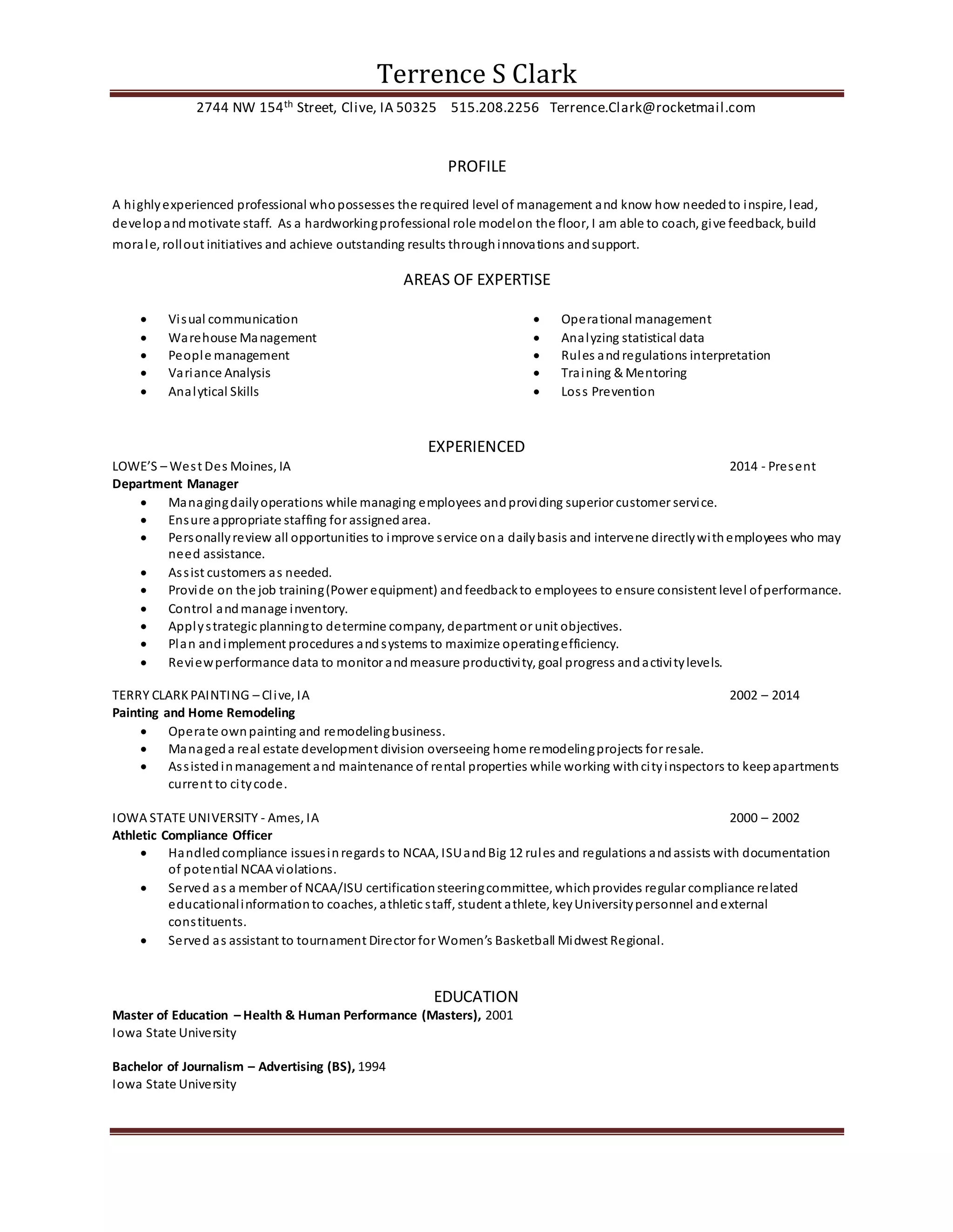 Terrence Clark Resume | PDF