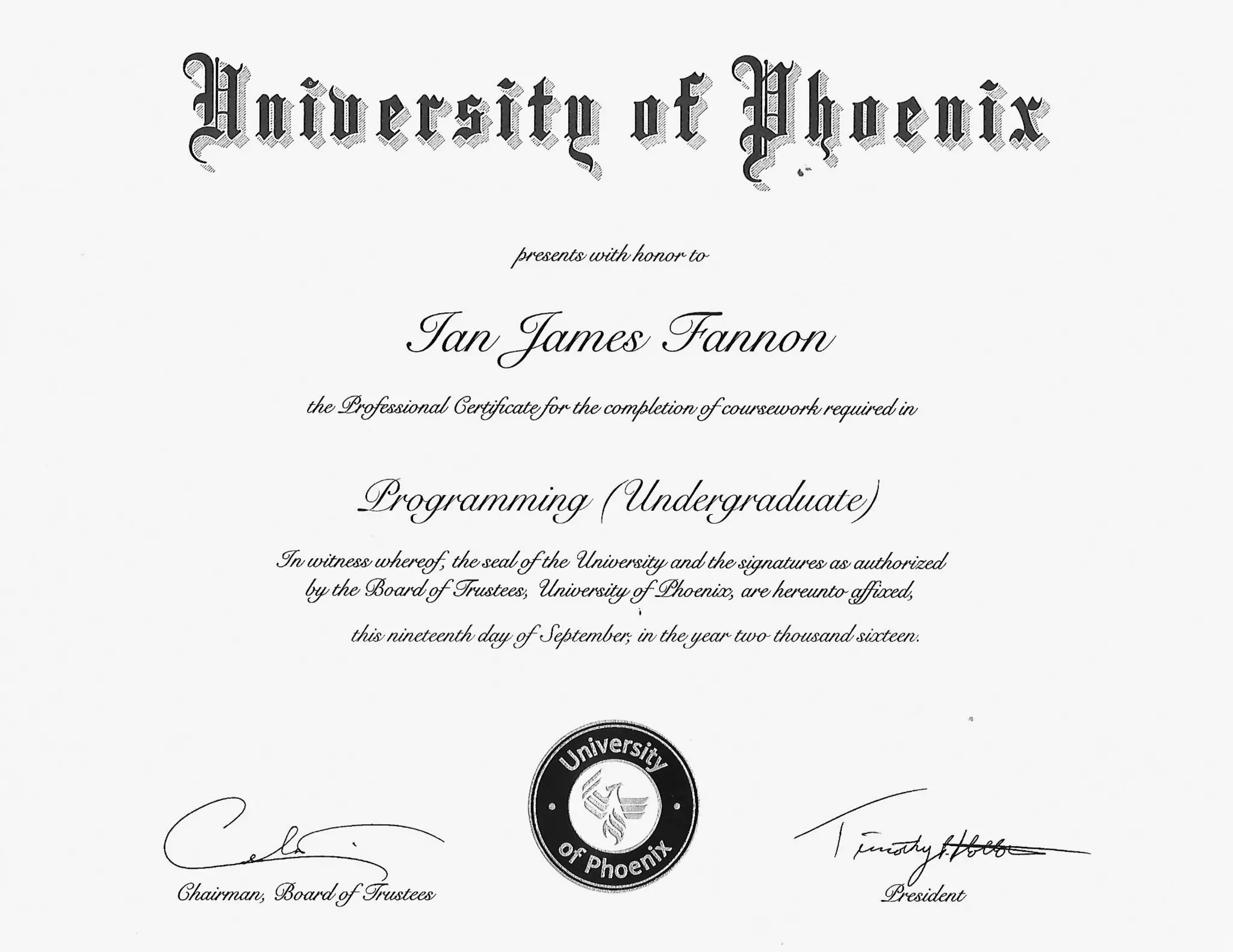 Programming Certificate | PDF