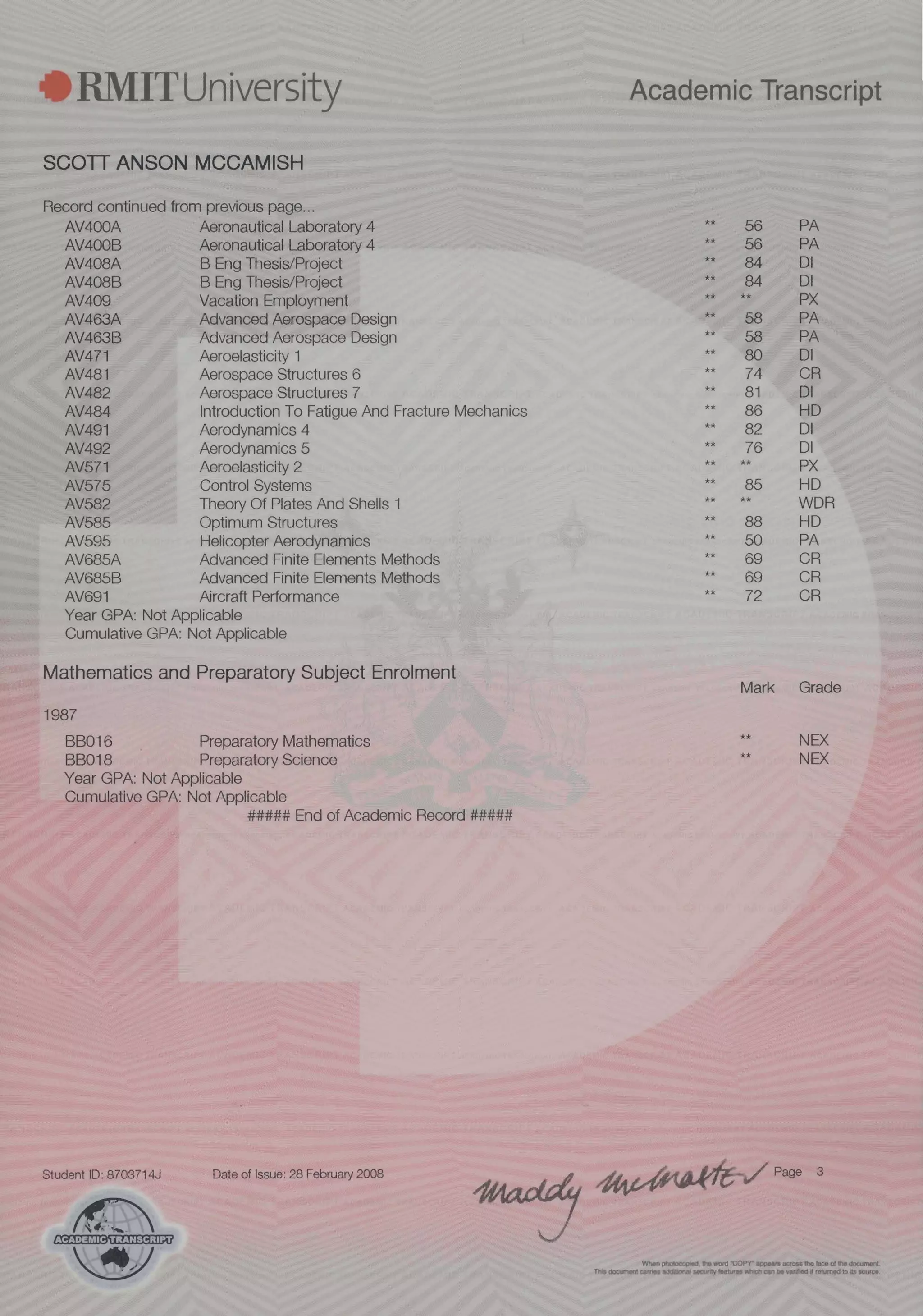 RMIT Transcript | PDF