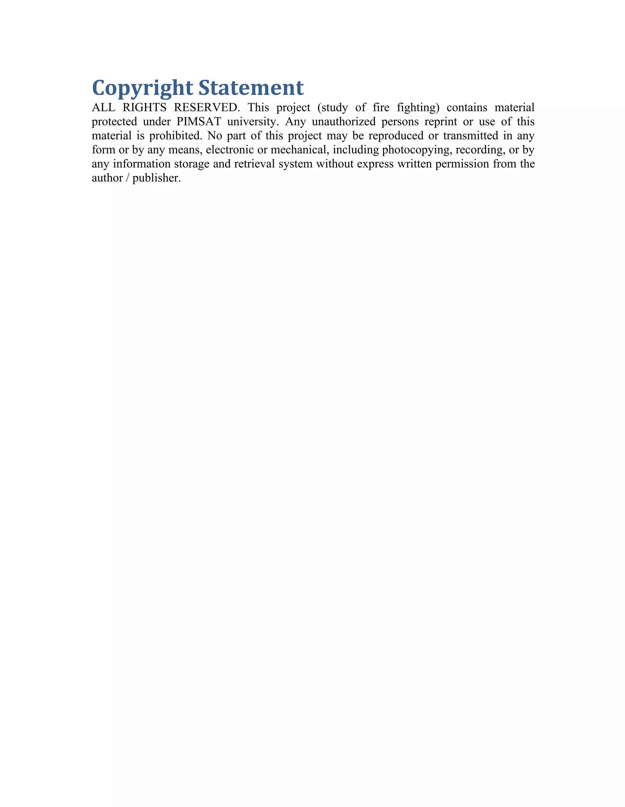 Final Year Project on Fire Fighting systems | PDF