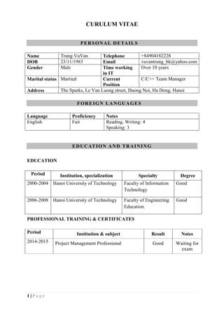 Trung.Vu_CV | PDF