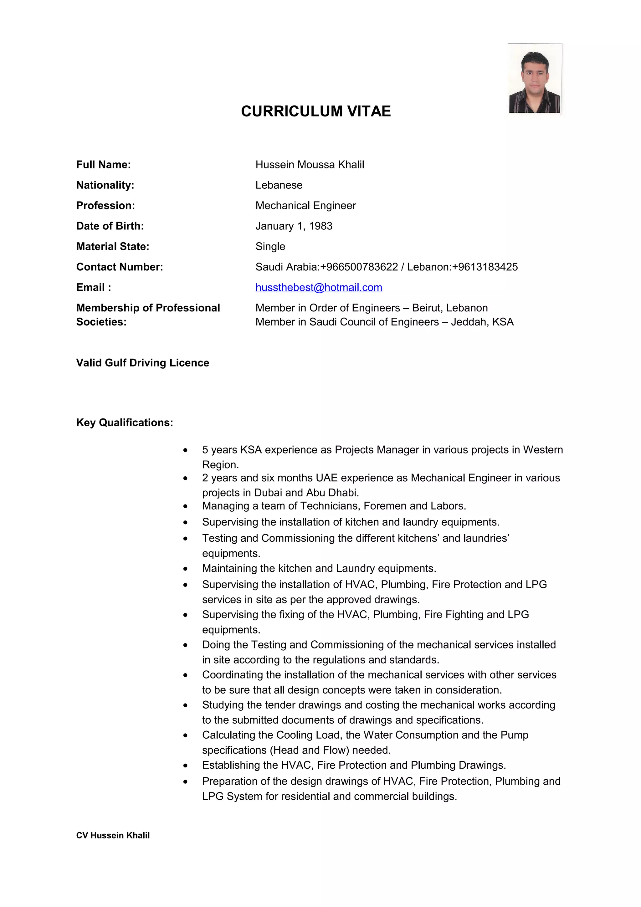 Hussein Khalil CV | DOC