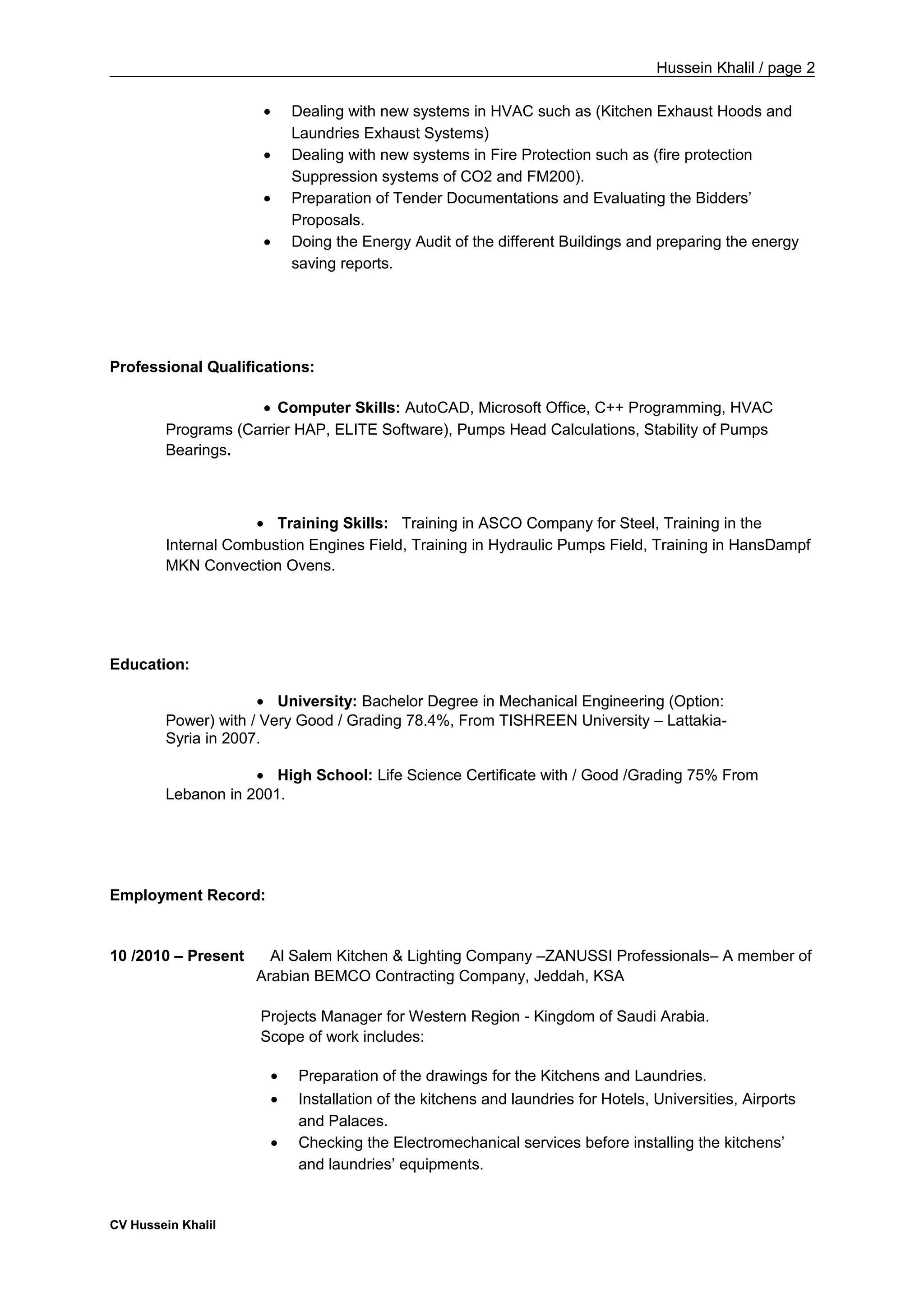 Hussein Khalil CV | DOC