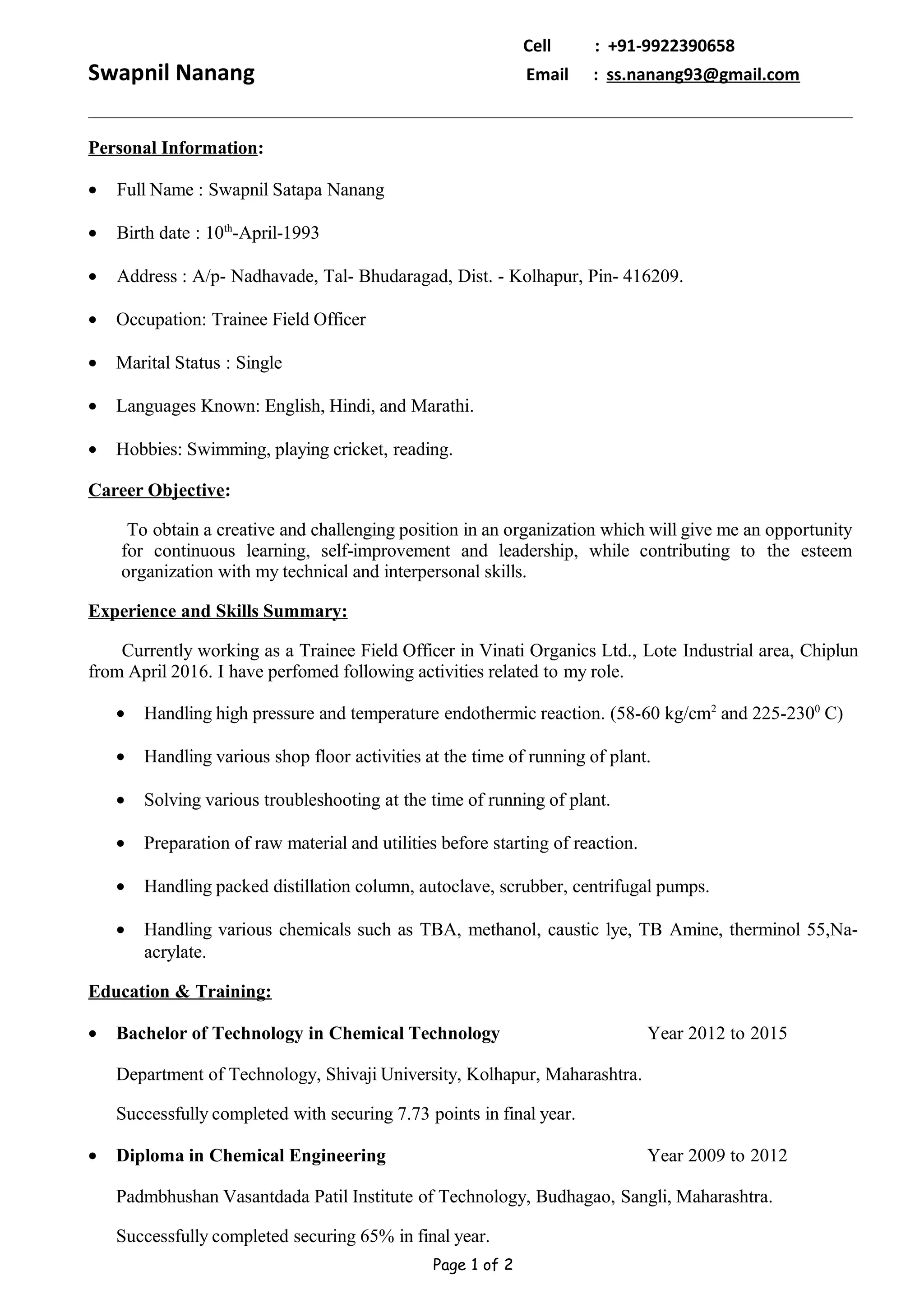Swapnil Resume (1) | PDF