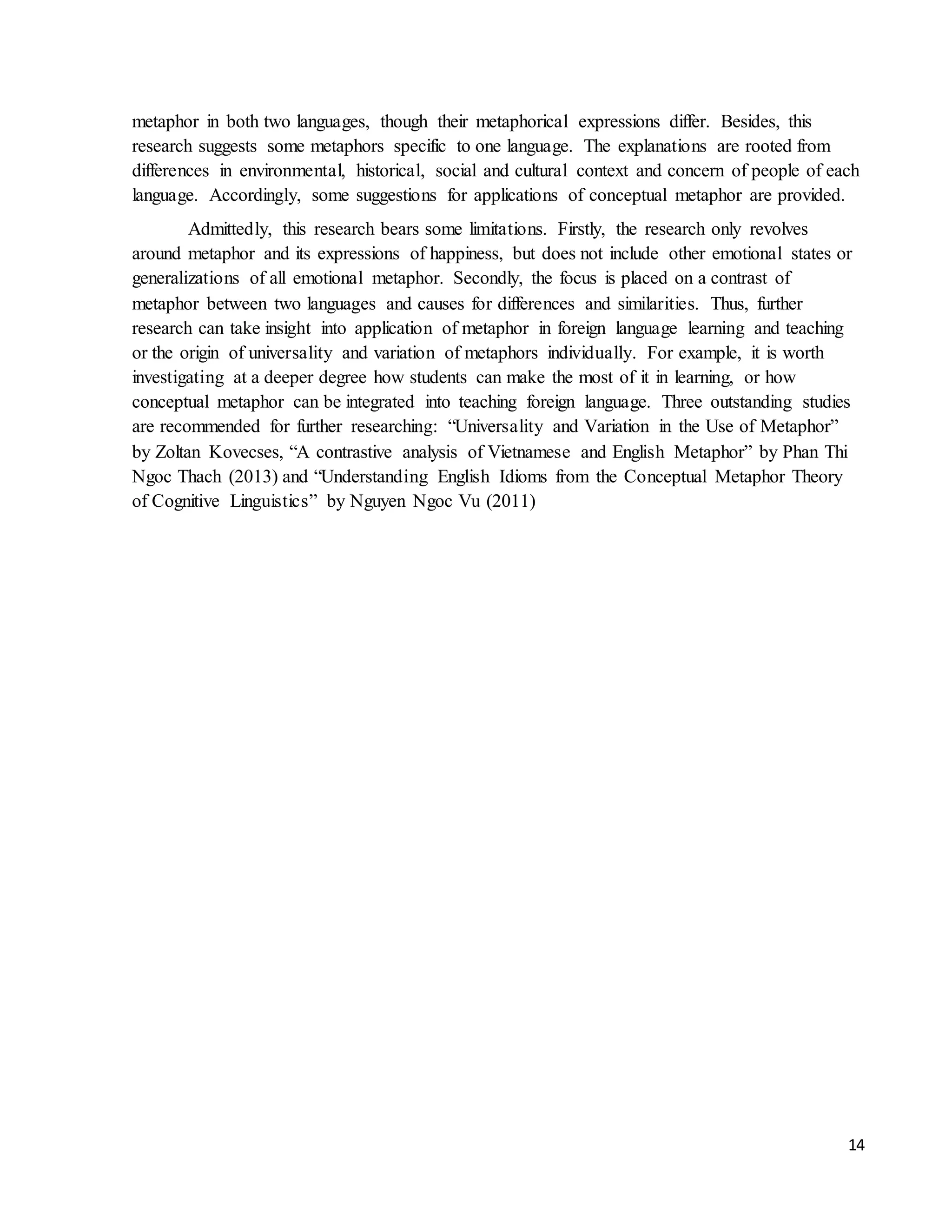 A Comparision of Emotion Metaphors | DOCX