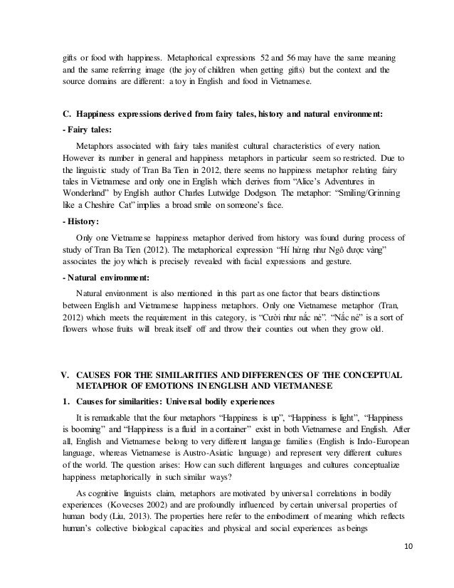 A Comparision of Emotion Metaphors