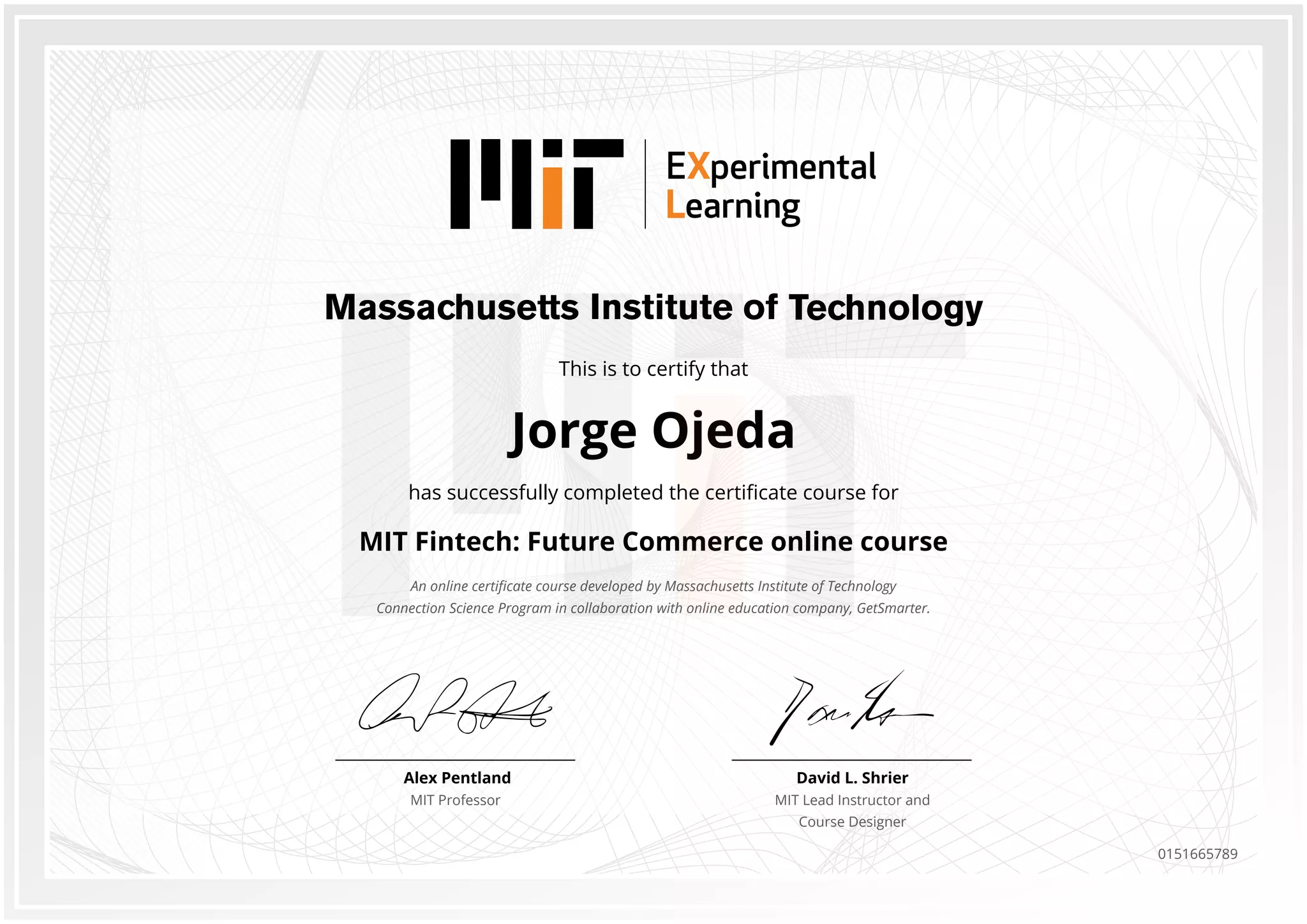 MIT Certificate Jorge Ojeda | PDF