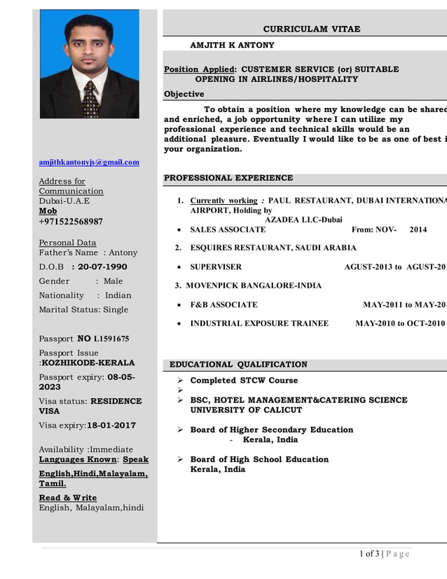 AMJITH K ANTONY CV.N | DOCX