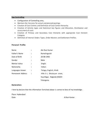 RAVI FI RESUME SAP FICO | DOCX | Business Accounting & Finance | Business