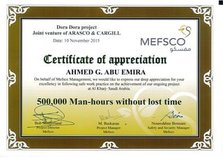 Certificate of Appreciation from MEFSCO | PPT