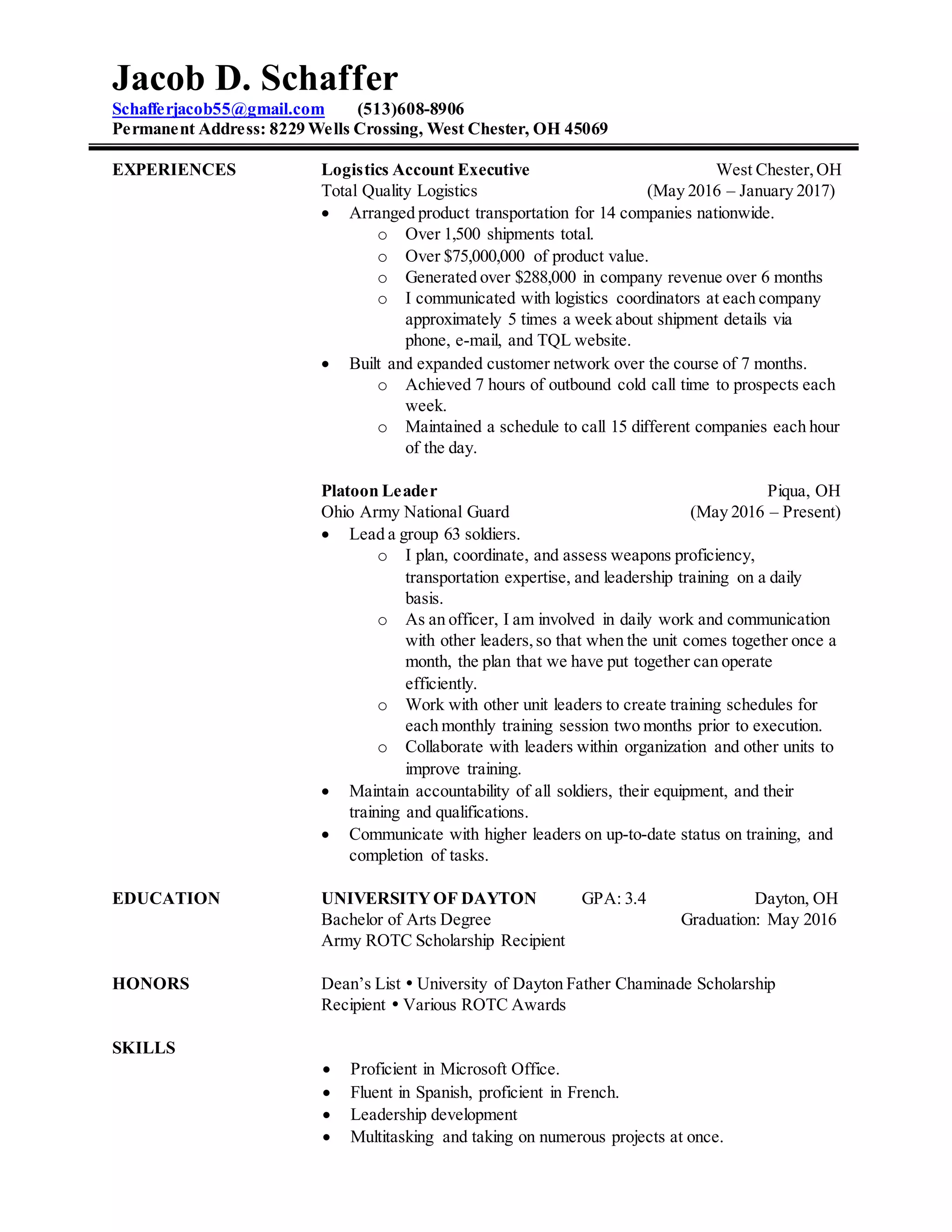 Jacob Schaffer Resume | PDF