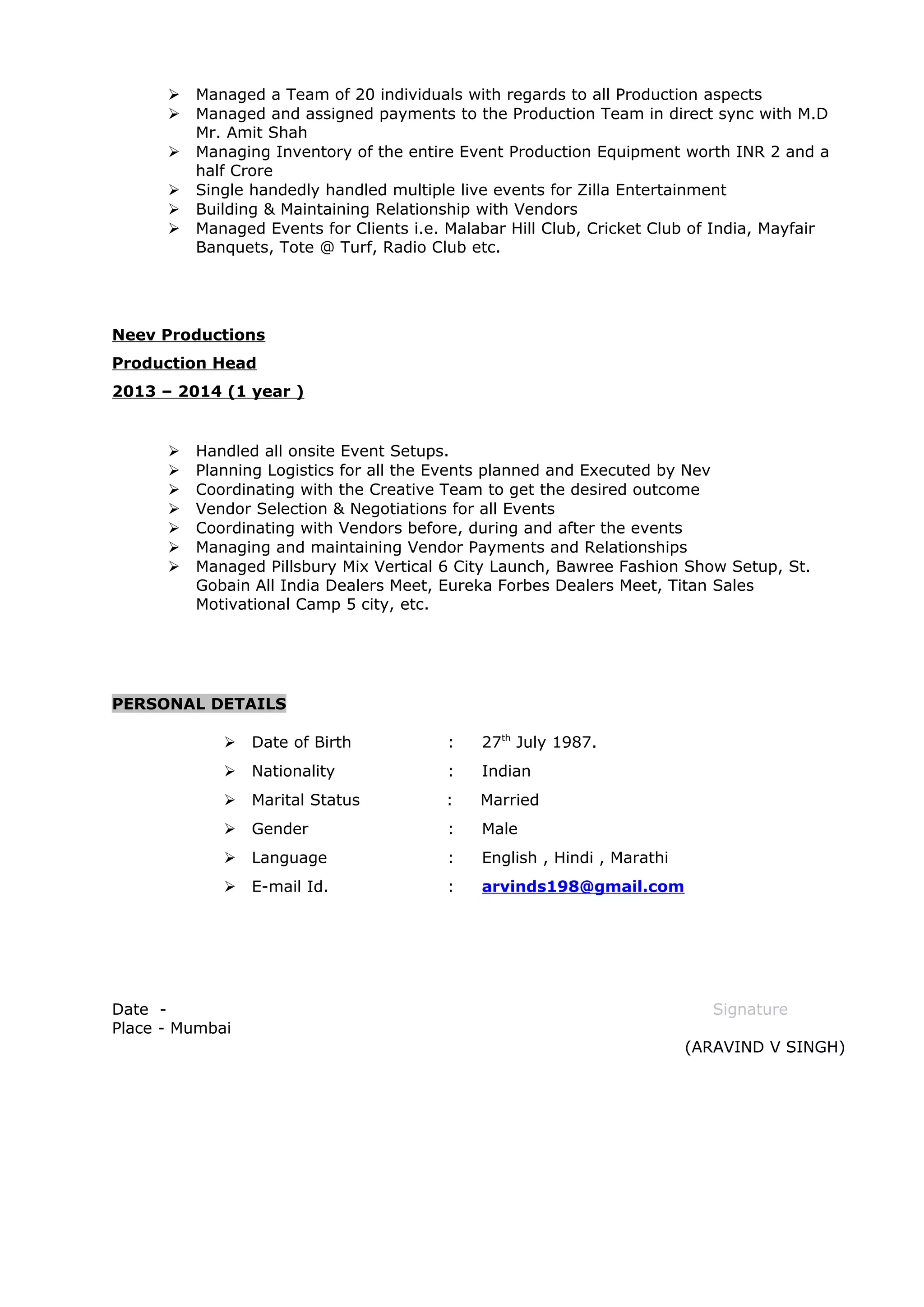 Arvind_Resume | DOC