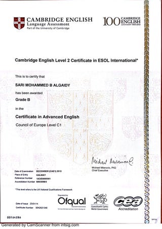 Cambridge Certificate | PDF