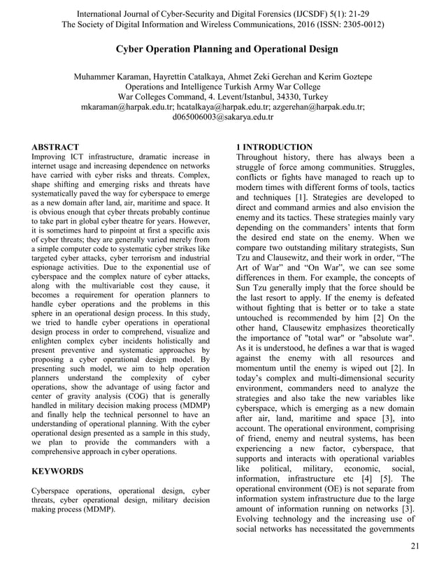 Cyber Operation Planning and Operational Design_Yayımlandı | PDF