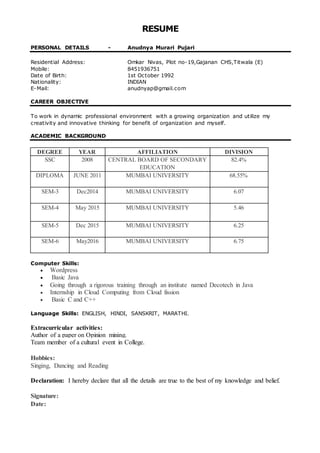 anudnya | DOCX | Computing | Technology & Computing