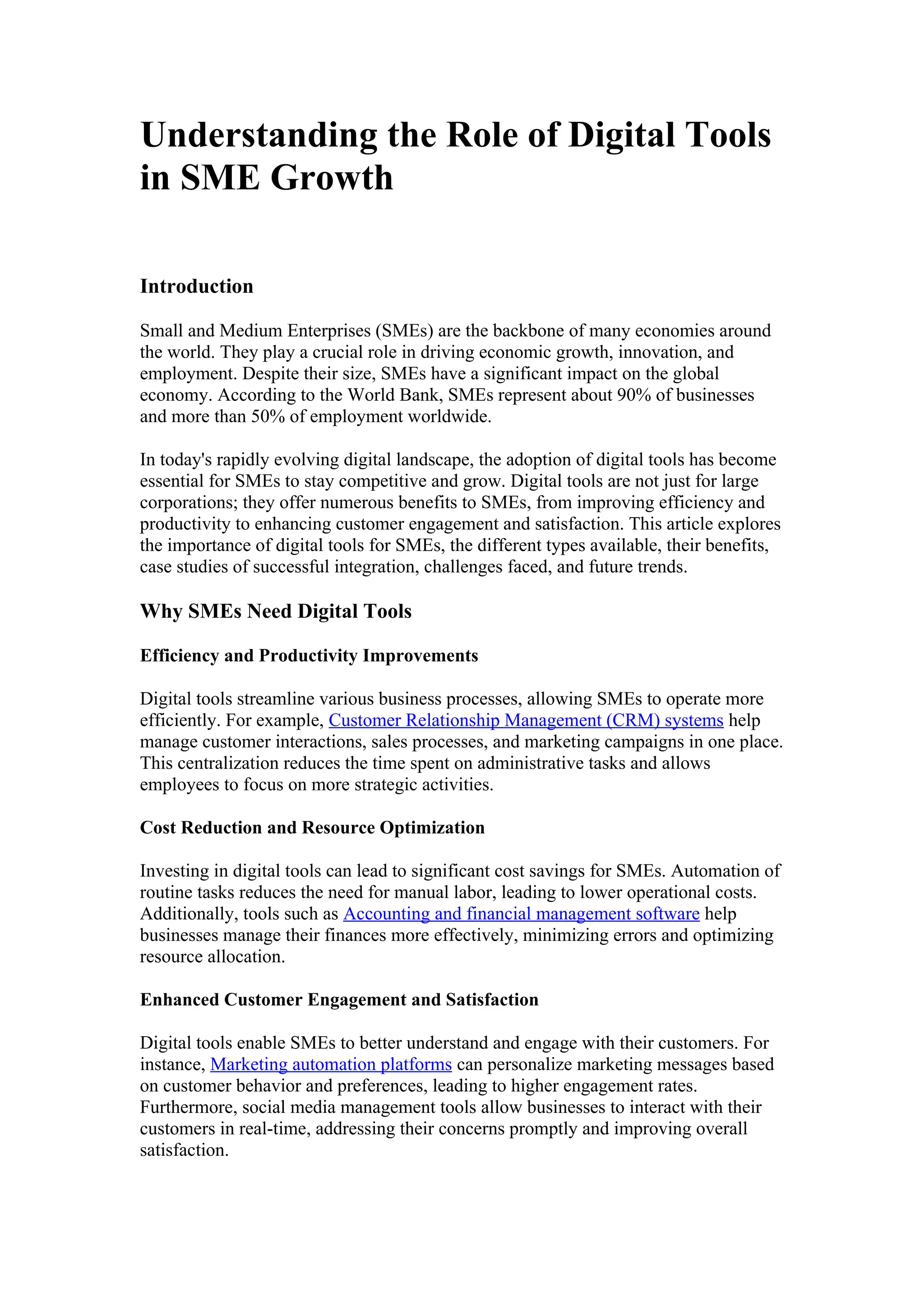 Understanding the Role of Digital Tools in SME Growth | DOCX