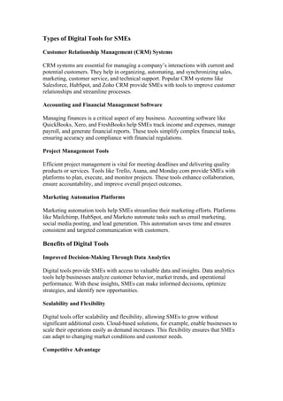 Understanding the Role of Digital Tools in SME Growth | DOCX