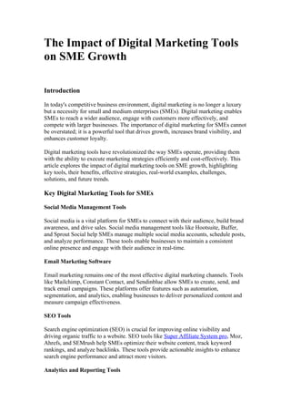 The Impact of Digital Marketing Tools on SME Growth | PDF