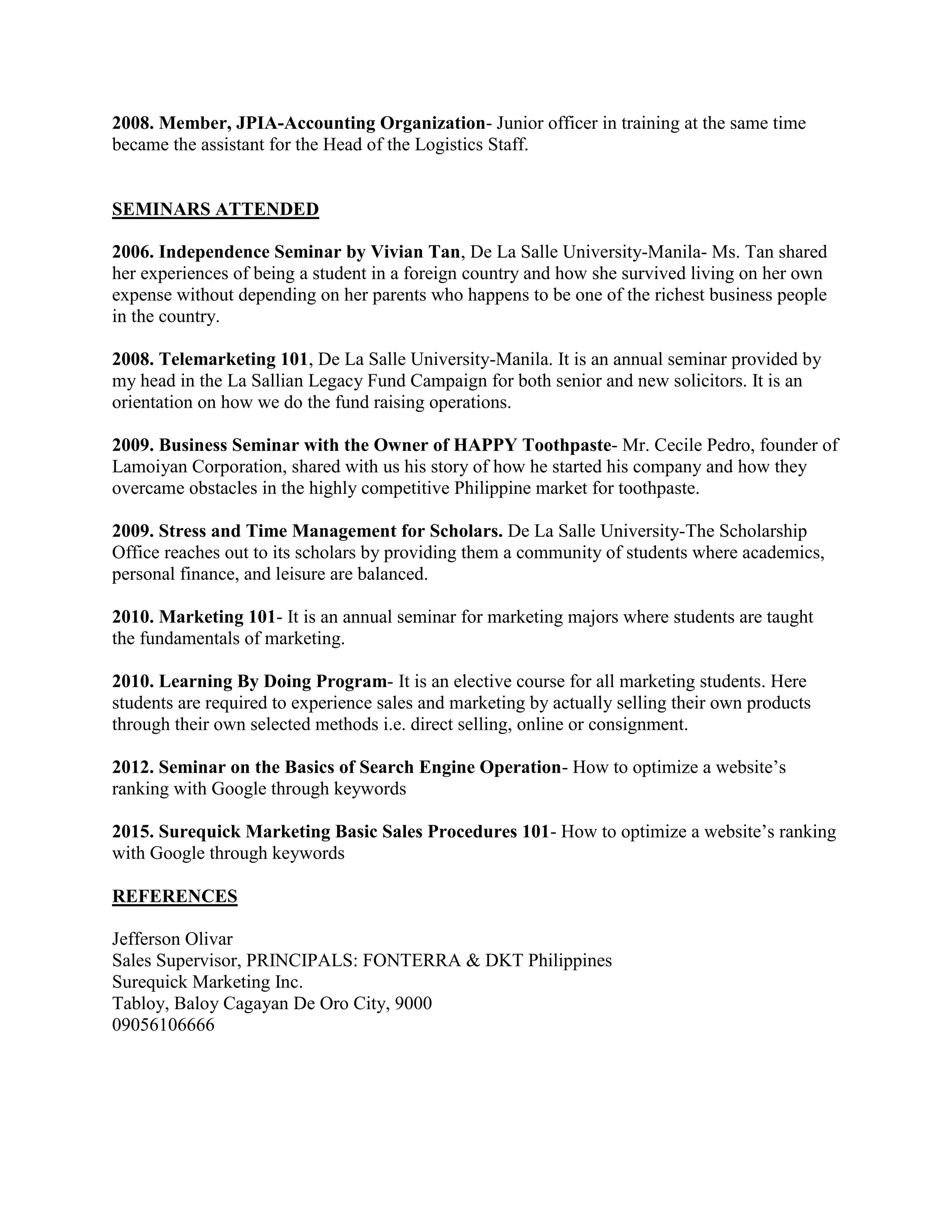 Recentes, Emil Resume-CDO and MLA Address.pdf (1) | PDF