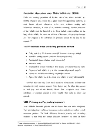 MOTOR VEHICLE INSURANCE Research Paper | DOCX