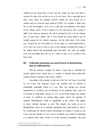 MOTOR VEHICLE INSURANCE Research Paper | DOCX